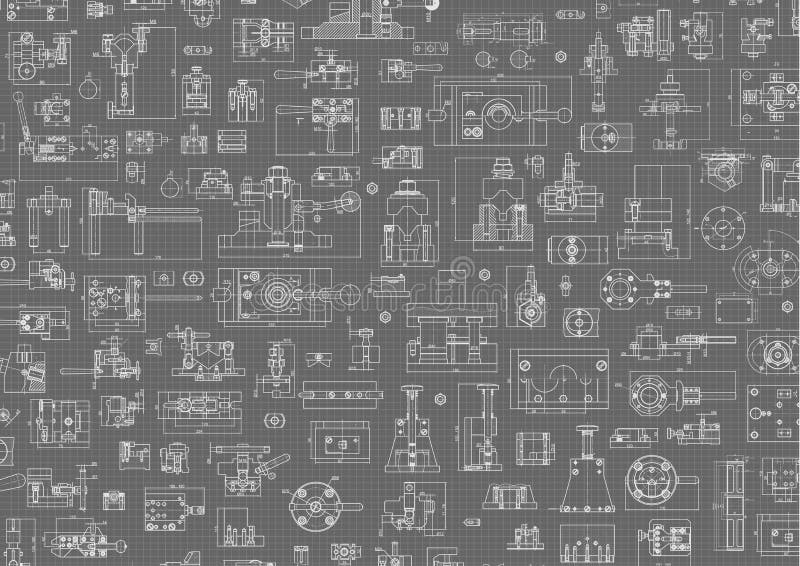 Engineering Backgrounds. Mechanical Engineering Drawings. Cover. Banner ...