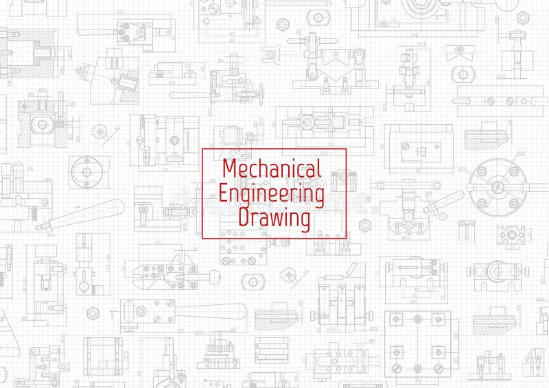 Engineering Backgrounds. Mechanical Engineering Drawings. Cover. Banner ...