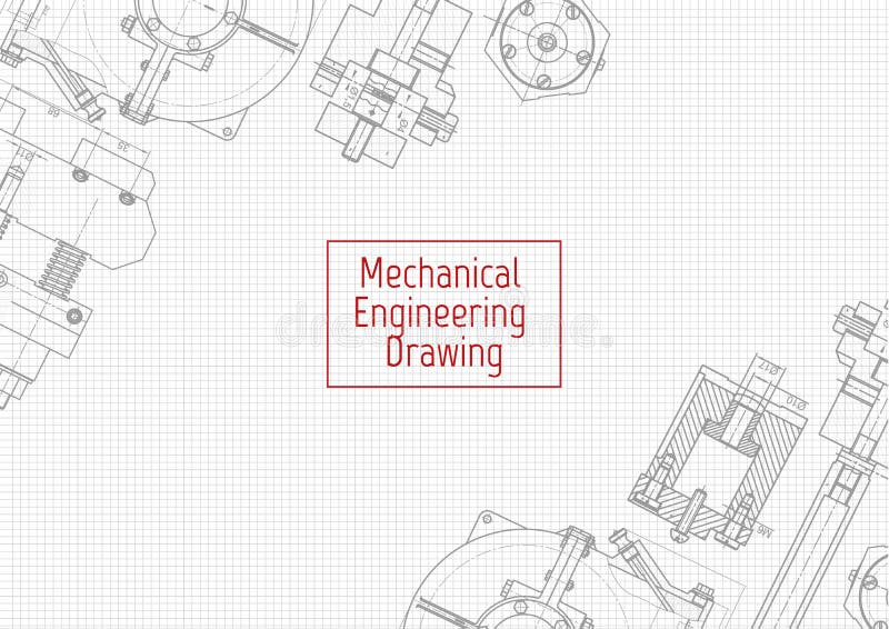 Engineering Backgrounds. Mechanical Engineering Drawings. Cover. Banner ...