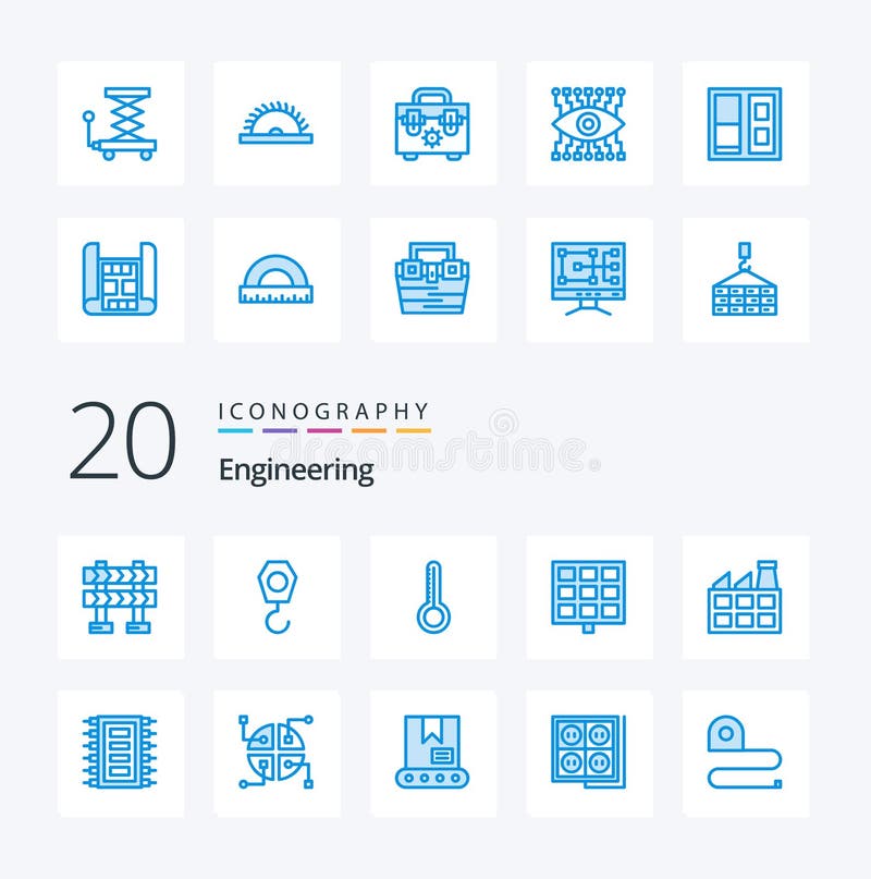 20 Engineering Blue Color Icon Pack Like Chip Tech Weather Industry ...