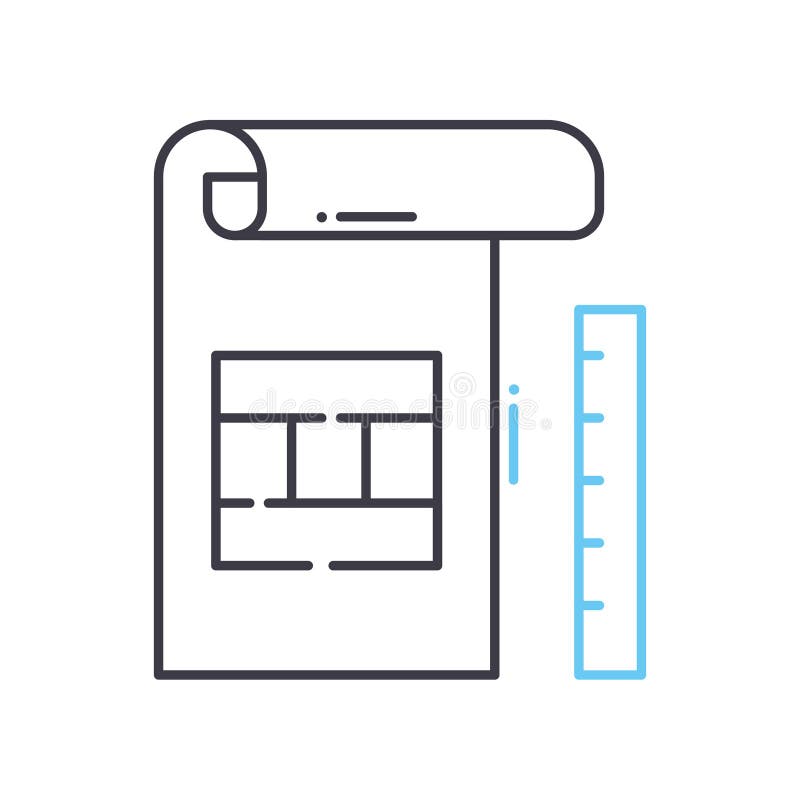Engineering Blueprint Line Icon, Outline Symbol, Vector Illustration ...