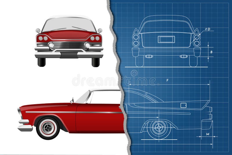 Vintage Car Cabriolet Roofless, Sketch, Coloring Book, Black and White ...