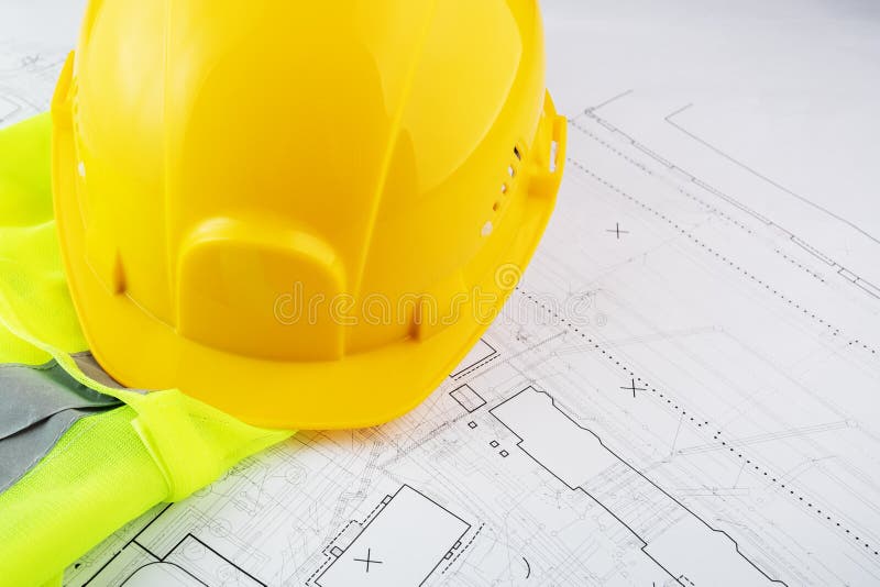 Engineering Blueprints and Design Drawings on the Table in the ...