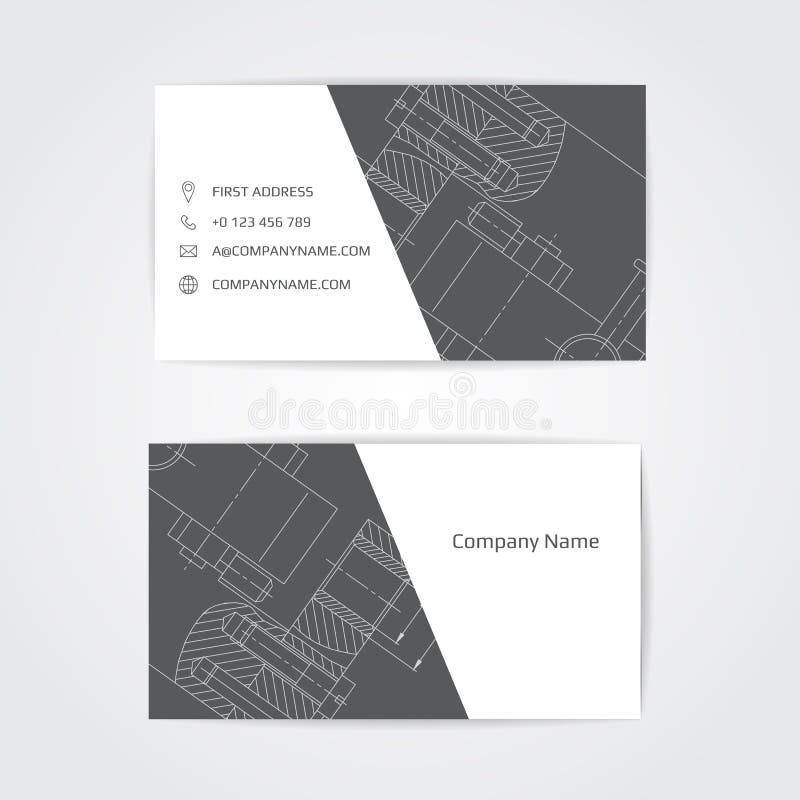 Engineering Business Card. Engineering Drawings. Vector Illustration ...