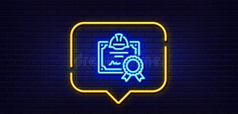 Engineering Certificate Line Icon. Technical Documentation Sign. Neon ...