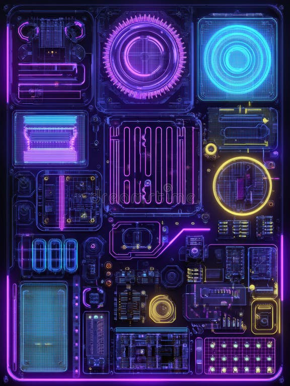 Engineering Challenge Board with Neon Overlays in Digital Interface ...