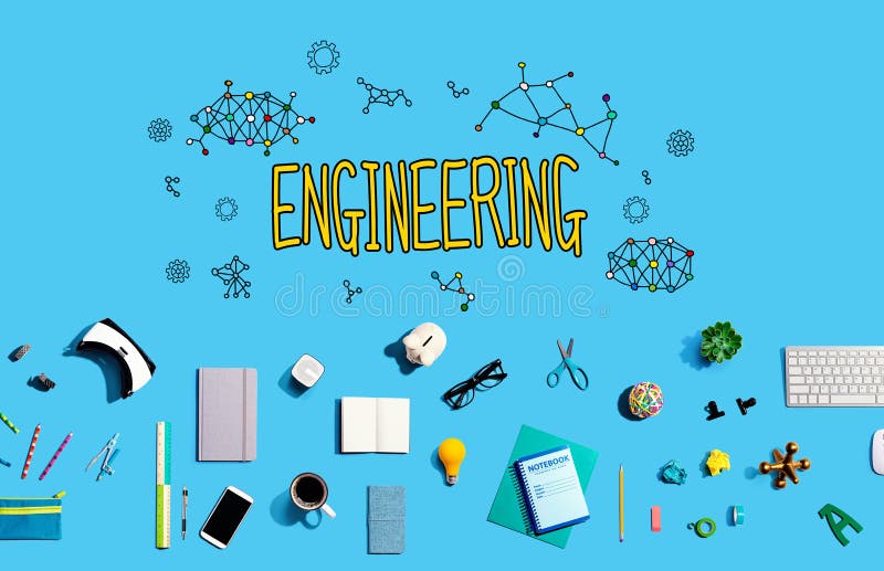 Engineering with Electronic Gadgets and Office Supplies Stock Image ...