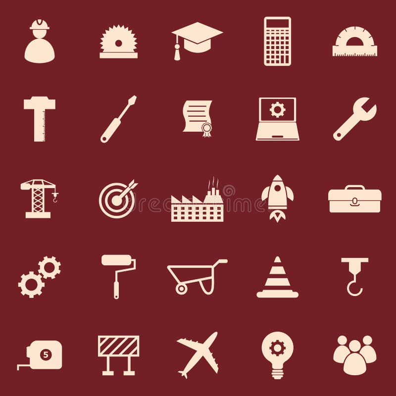 Engineering Color Icons on Red Background Stock Vector - Illustration ...