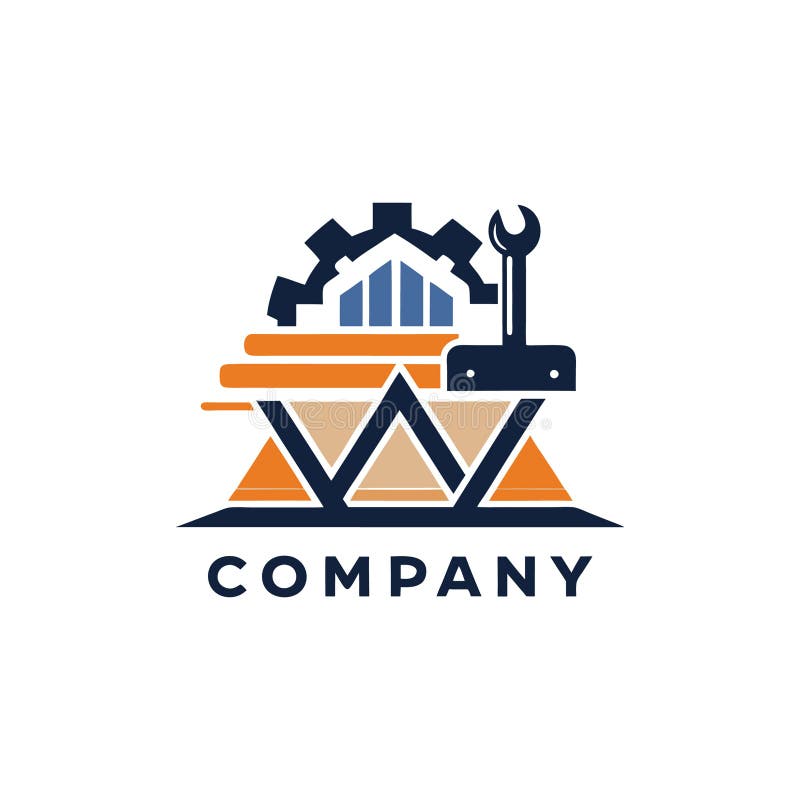 Engineering Company Logo Design with Gear and Wrench Element Stock ...