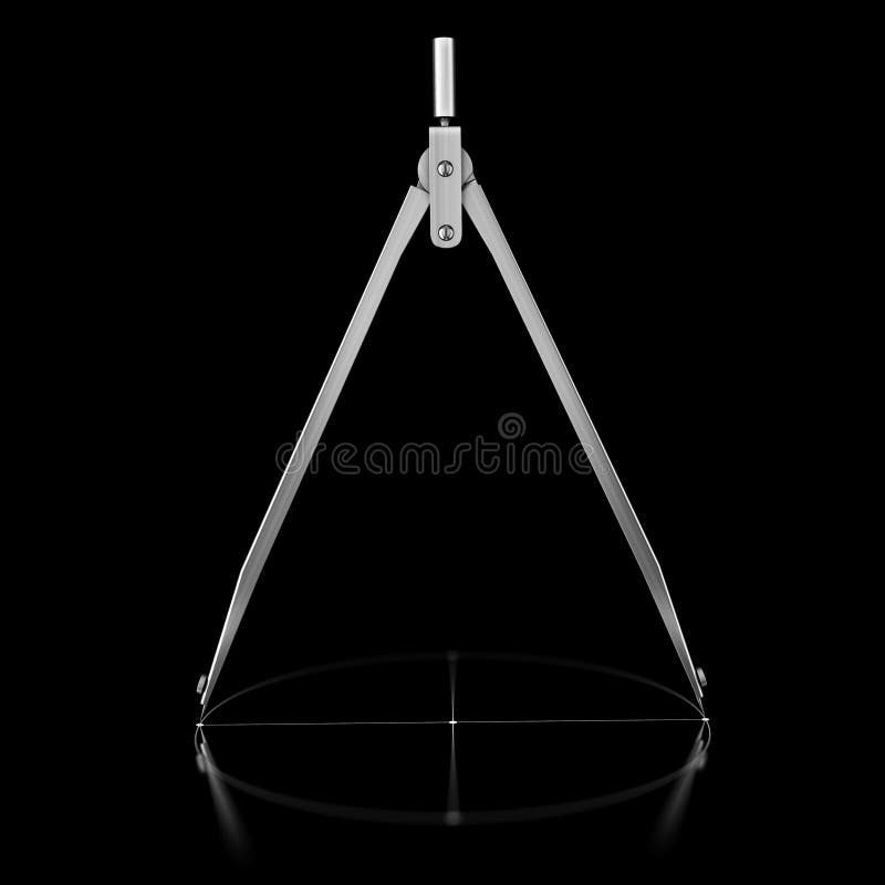 Engineering Compass on Black Background Stock Illustration ...