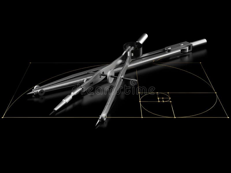 Engineering Compass on Black Background Stock Illustration ...