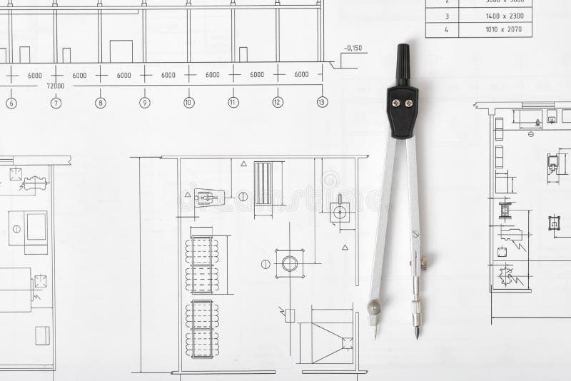 Architect Compass And Plan stock image. Image of architect - 25040295