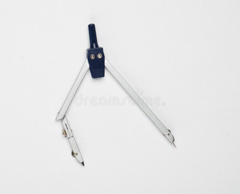 Engineering Compasses for Drawing on a White Background. Top View Stock ...