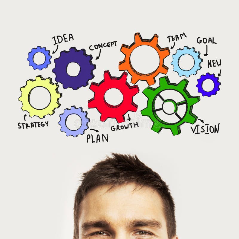 Man Thinking Cogs Wheels Stock Photos - Free & Royalty-Free Stock ...