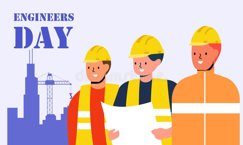 Engineering and Construction Illustrated. Happy Engineers Day Stock ...