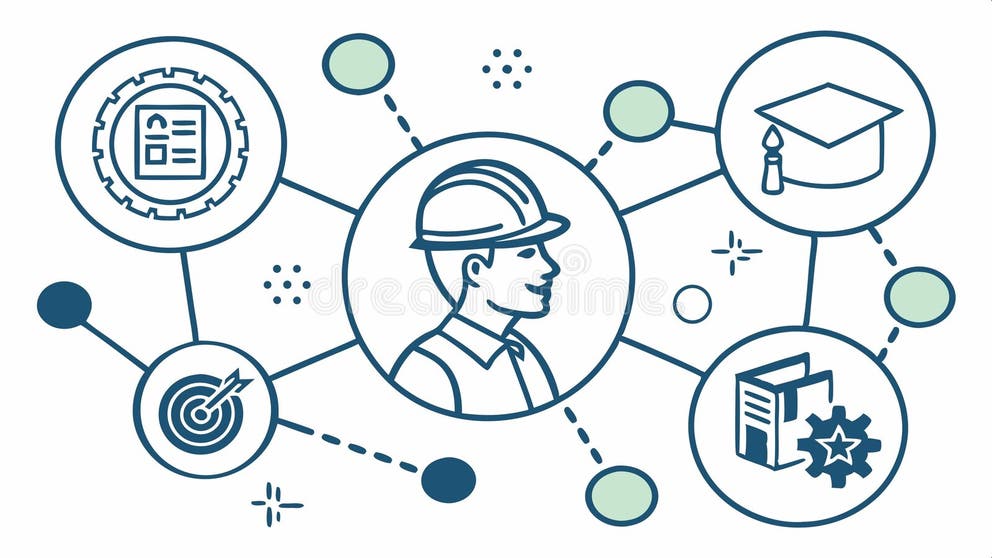 Engineering and Construction Network, Building Design and Project Management Vector Design ...