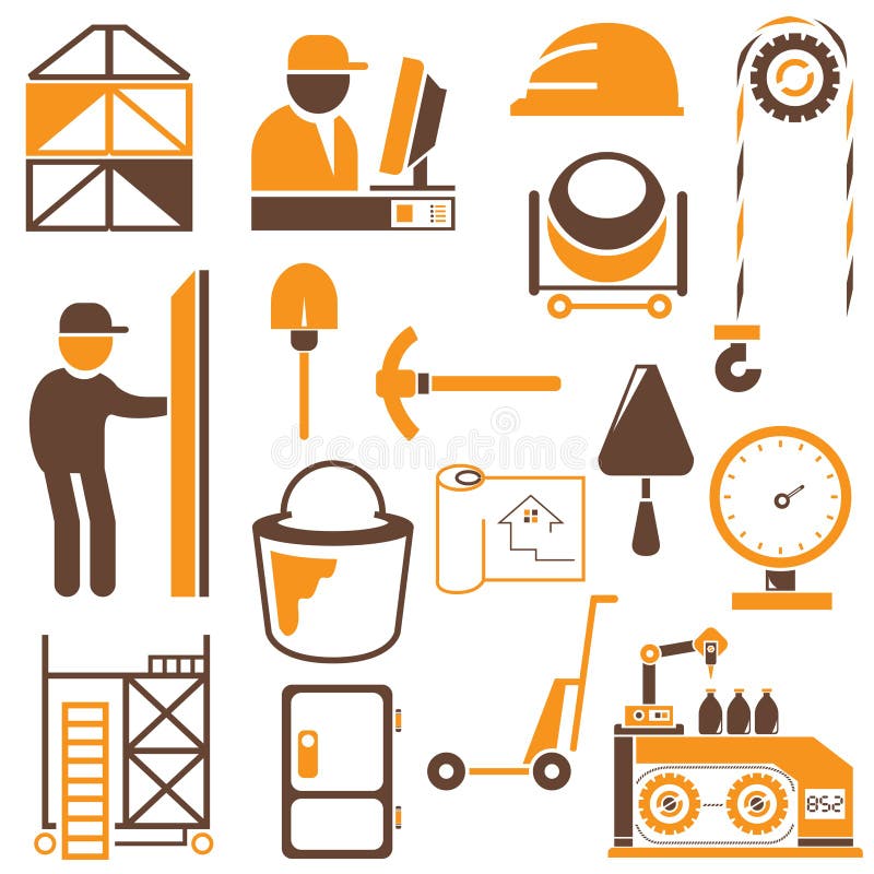 Engineering and Construction Icons Stock Illustration - Illustration of ...
