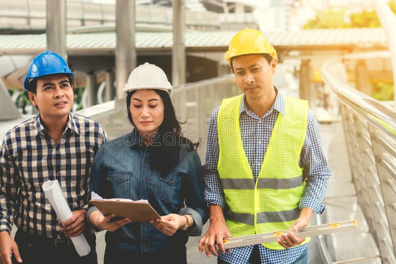 Engineering Construction Teamwork Concept : Professional Engineer Work ...