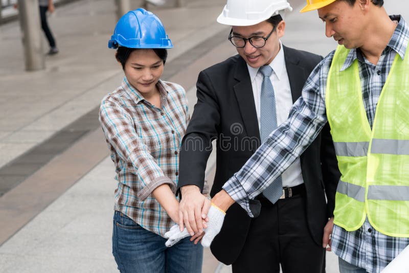 Engineering Construction Teamwork Concept : Professional Engineer Work ...