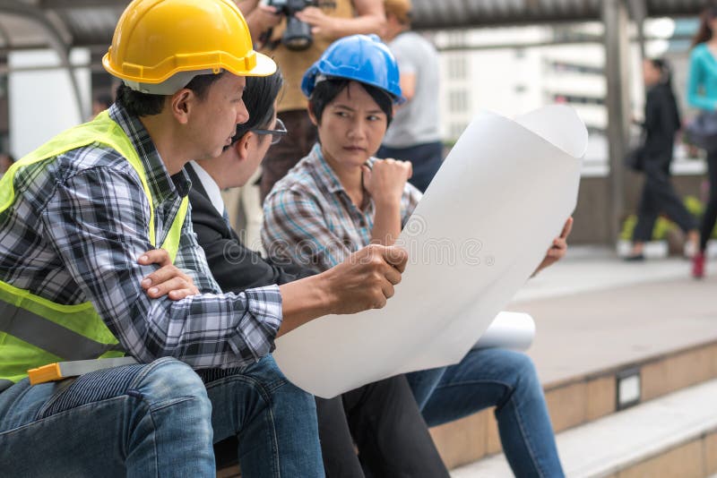 Engineering Construction Teamwork Concept : Professional Engineer Work ...