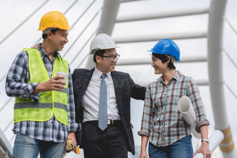 Engineering Construction Teamwork Concept : Professional Engineer Work ...