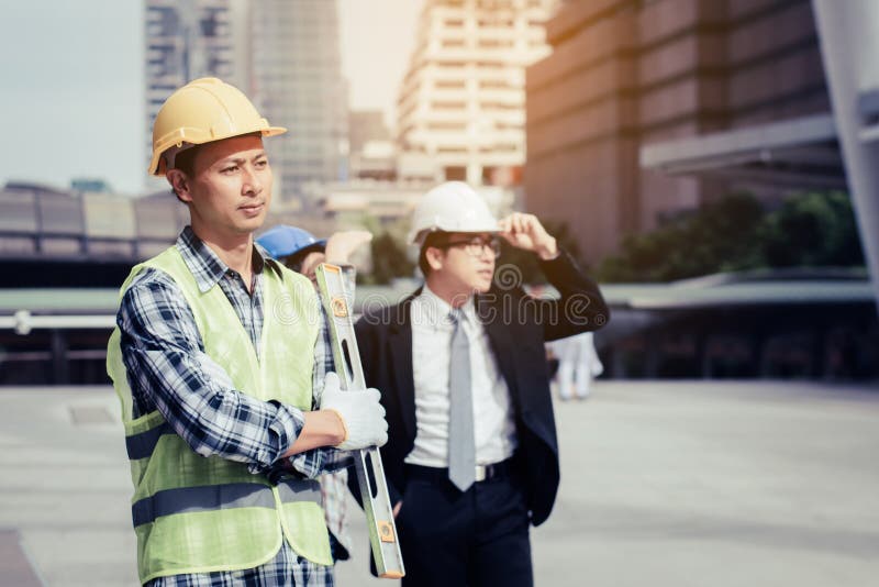 Engineering Construction Teamwork Concept : Professional Engineer Work ...