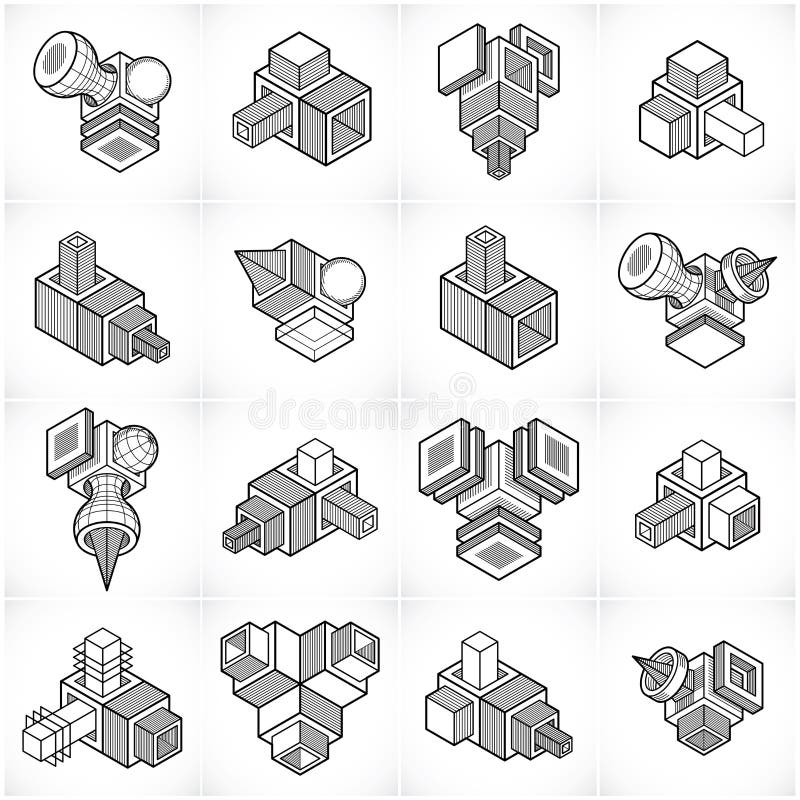 Engineering Constructions Collection, Abstract Vectors Set. Stock ...