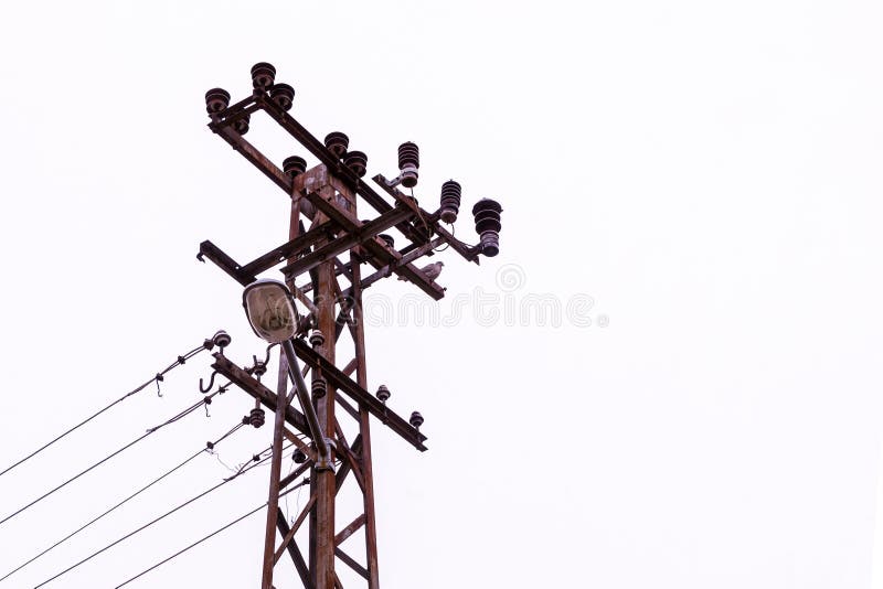 Engineering Design Electrical Tower High on White Background Copy Space ...