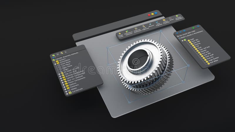 An Engineering Designer Designs 3D CAD Software. the Model is a ...