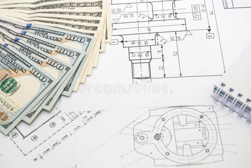 Engineering Detail Drawings for Background Stock Photo - Image of ...