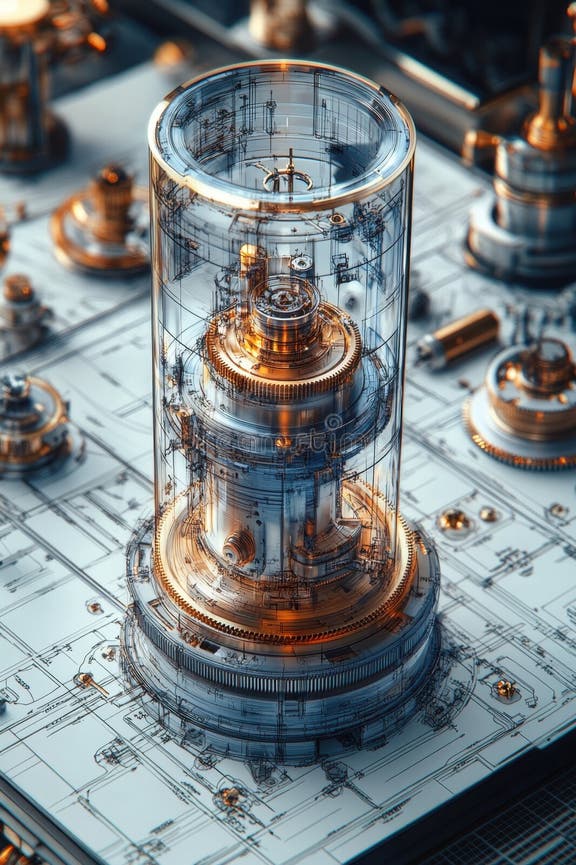 Engineering Detail Lying on an Engineering Drawing . Mechanical ...