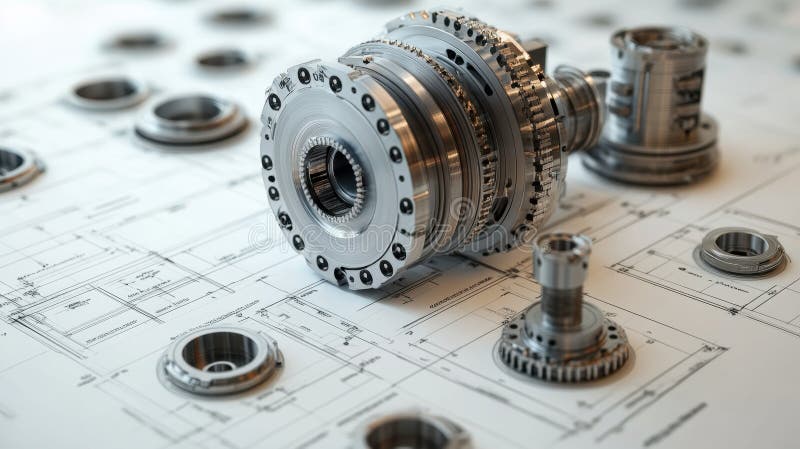 Engineering Detail Lying on an Engineering Drawing . Mechanical ...
