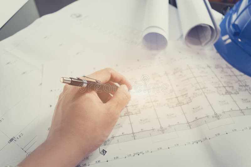 Engineering Diagram Blueprint Paper Drafting Project Sketch Arch Stock ...