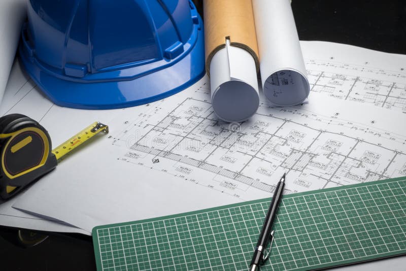 Engineering Diagram Blueprint Paper Drafting Project Sketch Stock Image ...