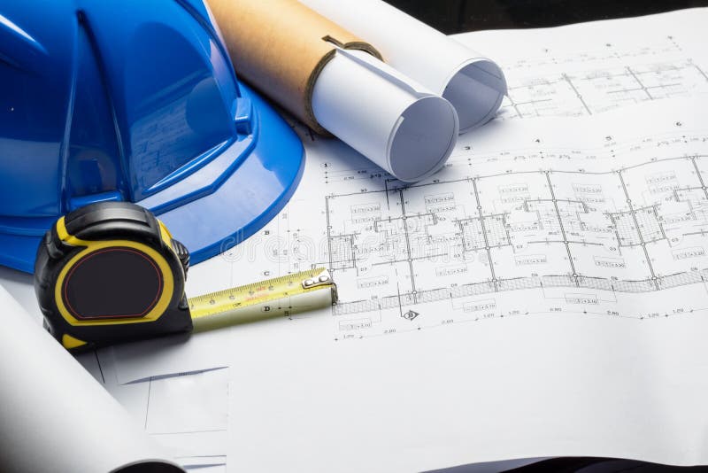 Engineering Diagram Blueprint Paper Drafting Project Sketch Stock Image ...