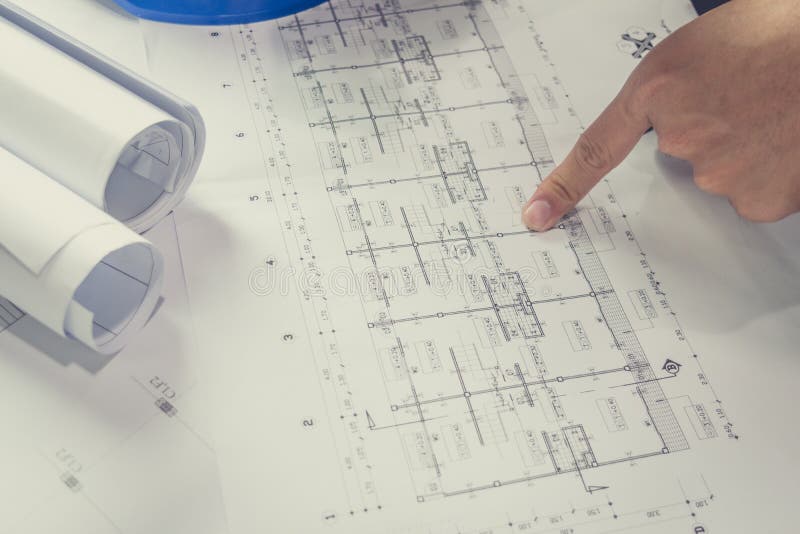 Engineering Diagram Blueprint Paper Drafting Project Sketch Stock Photo ...