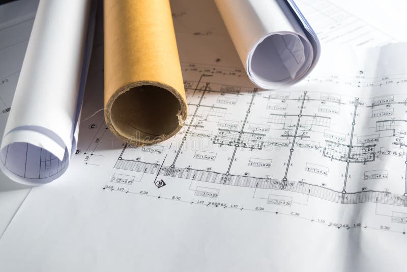 Engineering Diagram Blueprint Paper Drafting Project Sketch Stock Photo ...