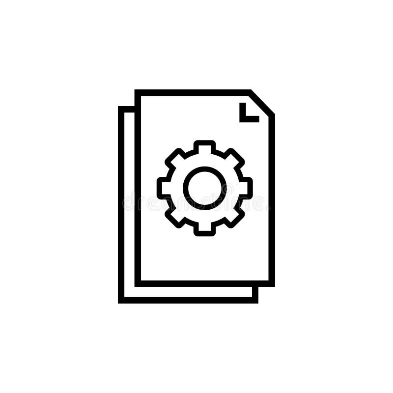 Engineering Document Icon in Linear Style. Document with Gear. Setting ...