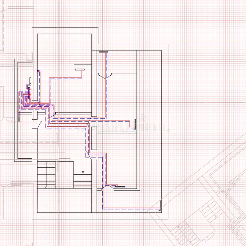 Engineering Draft of Heating System the House. Concept of Construction ...