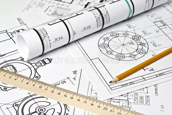 The engineering drawing stock photo. Image of gear, idea - 18697110