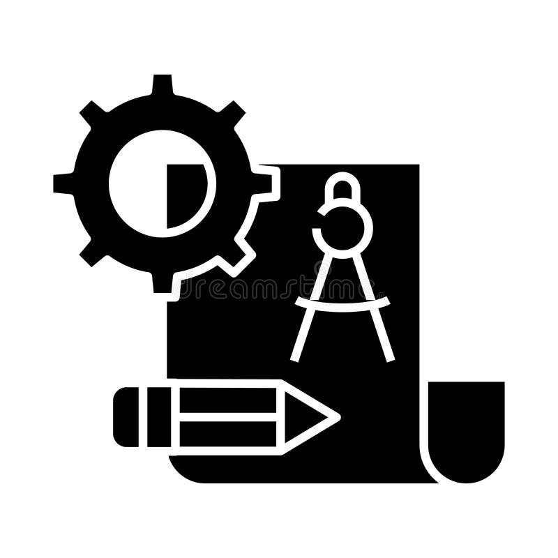 Engineering Drawing Black Icon, Concept Illustration, Vector Flat ...