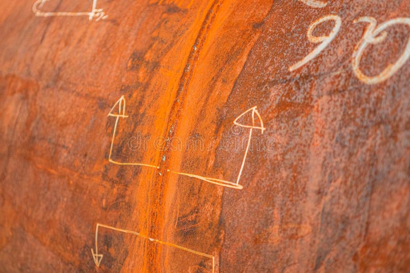 Engineering Drawing Draft on Metal Pipe Material Stock Image - Image of ...