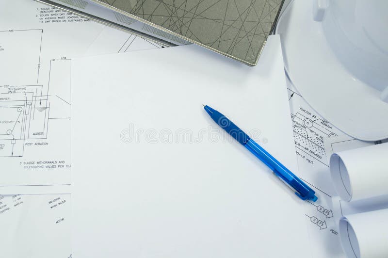 Engineering Drawing with Free White Space for Text Stock Image - Image ...