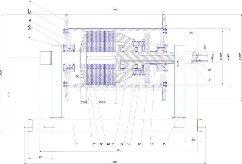 Engineering Drawing of Industrial Equipment Stock Illustration ...