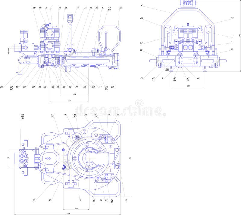 Engineering Drawing of Industrial Equipment Stock Illustration ...