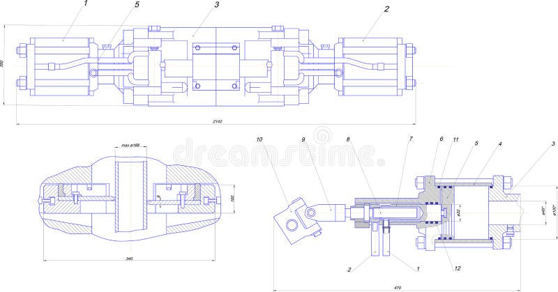 Engineering Drawing of Industrial Equipment Stock Illustration ...