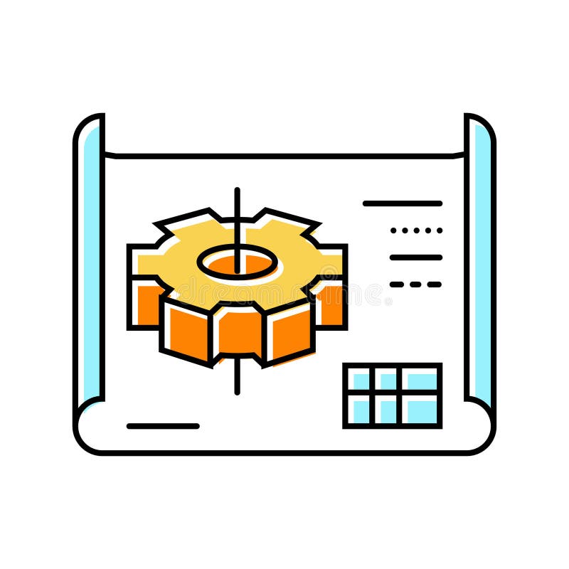 Engineering Drawing Manufacturing Engineer Color Icon Vector ...
