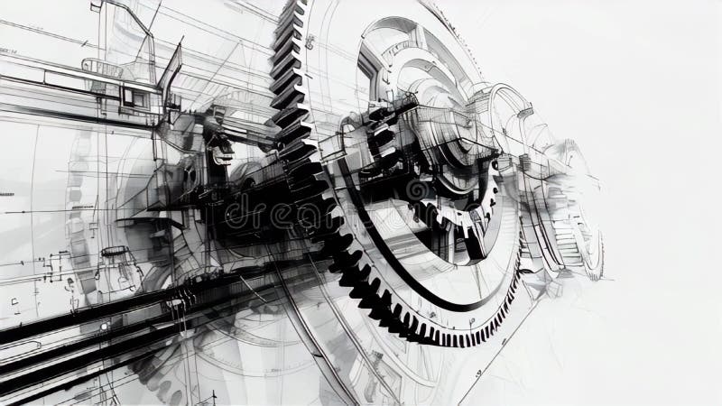 Engineering Drawing of Mechanism and Design Background Stock Footage ...