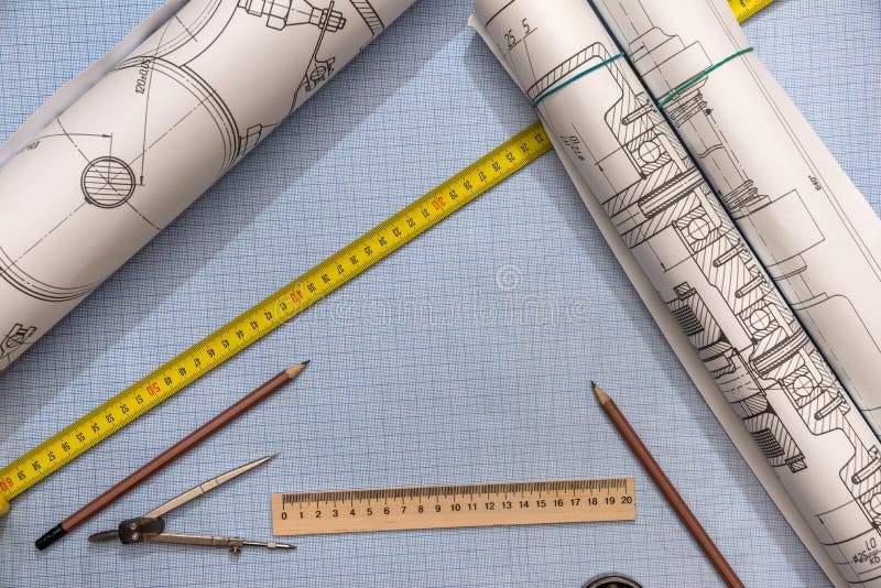 Engineering Drawing on Paper Mm Stock Image - Image of notebook, graph ...