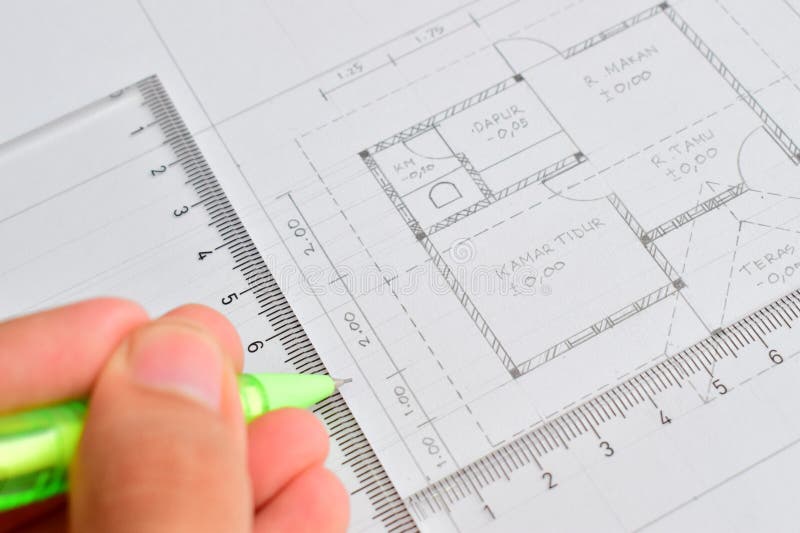 Engineering Drawing Sketched by Engineer and Architect Stock Photo ...